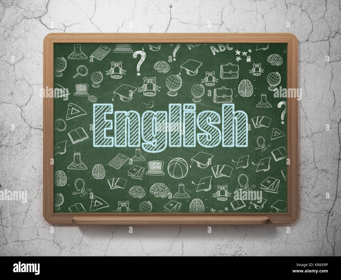 Learning concept: English on School board background Stock Photo - Alamy