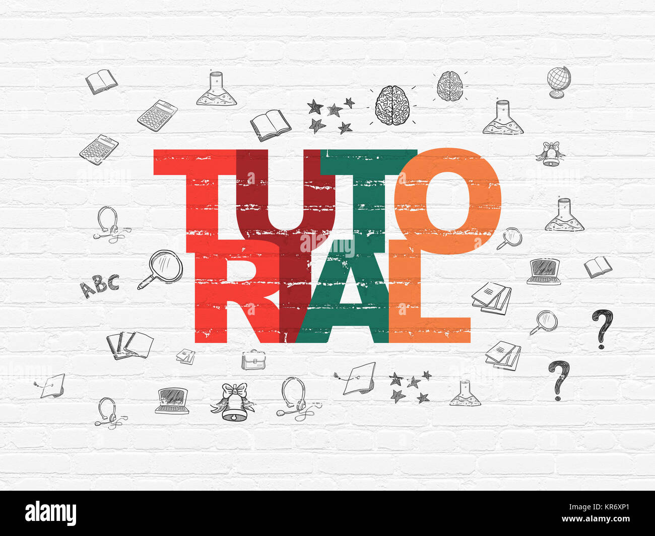 Learning concept: Tutorial on wall background Stock Photo - Alamy