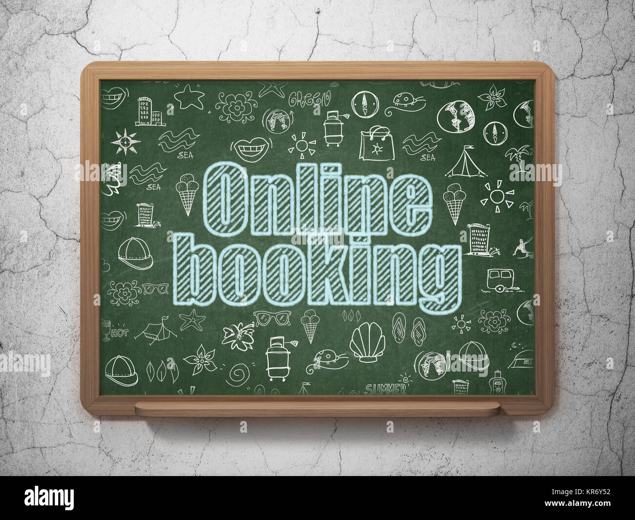 Travel concept: Online Booking on School board background Stock Photo ...