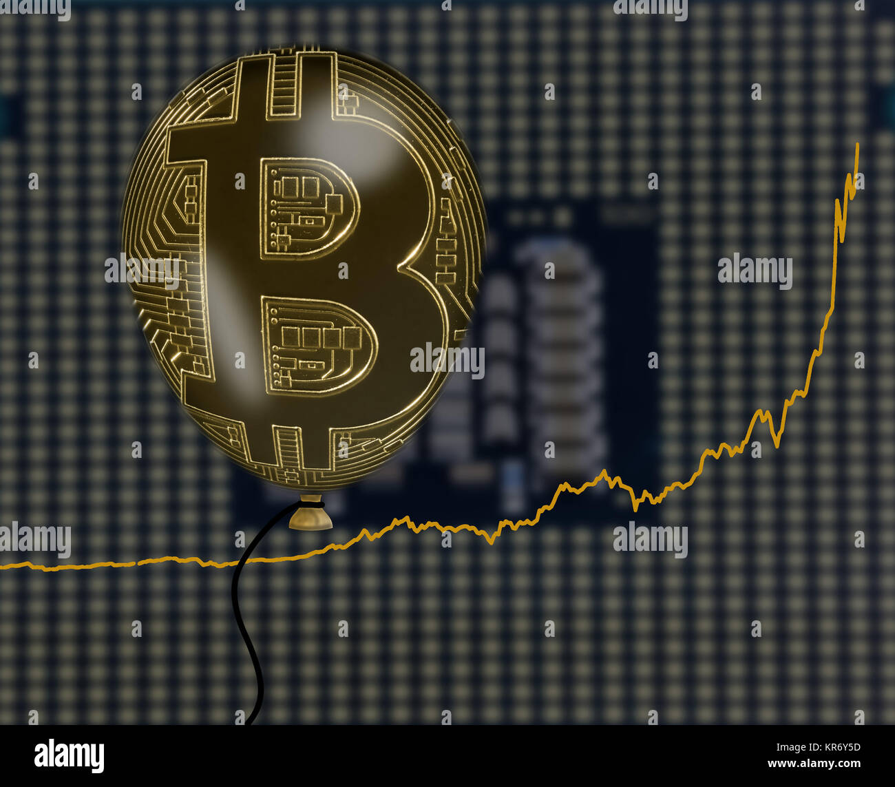 Illustration of bitcoin price bubble using balloon Stock Photo - Alamy