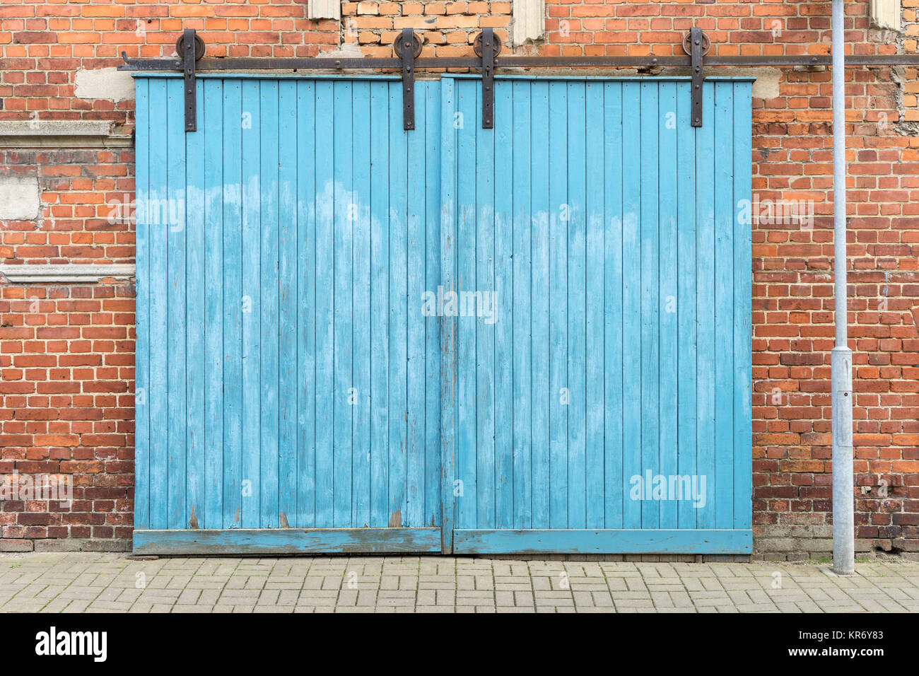 blue wooden gate Stock Photo - Alamy
