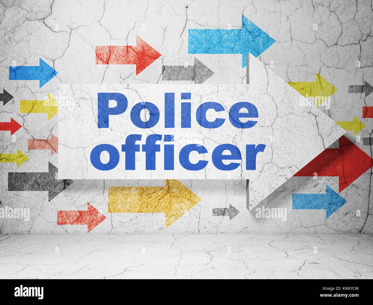 Law concept: arrow with Police Officer on grunge wall background Stock ...