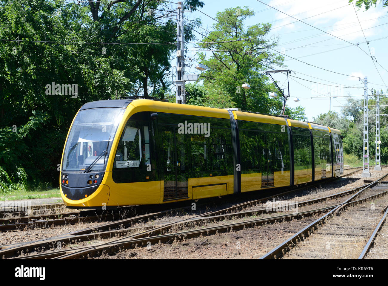 Yellow tram - Budapest Stock Photo - Alamy