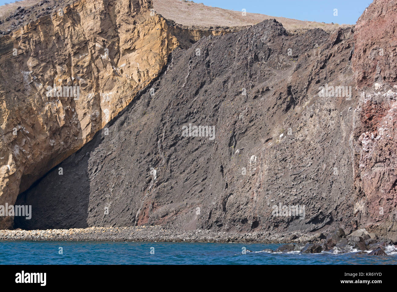 Volcanic Cliffs on Shore of Isabela Island in the Galapagos Stock Photo ...