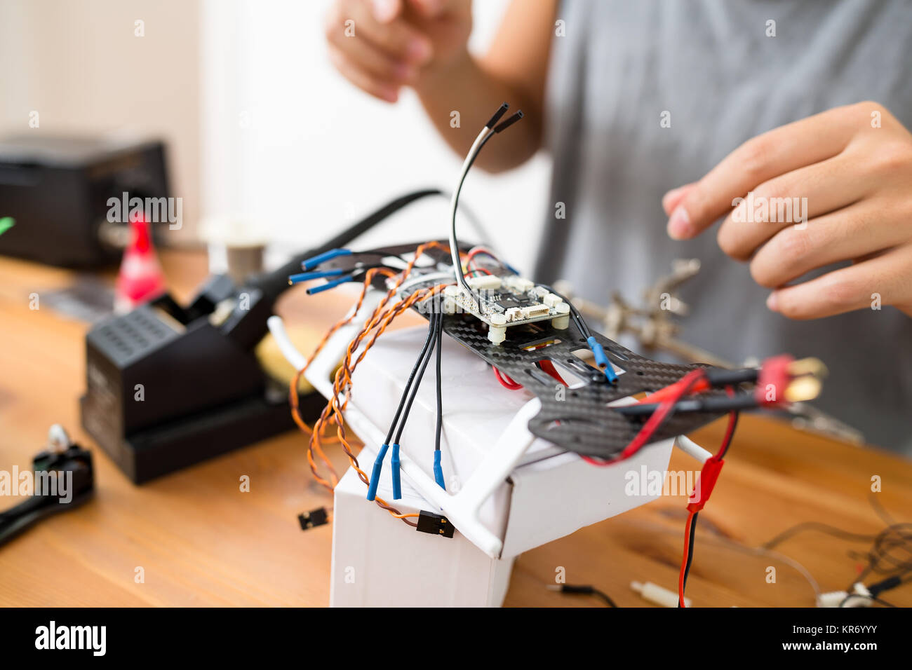 Connecting the wire on drone Stock Photo - Alamy