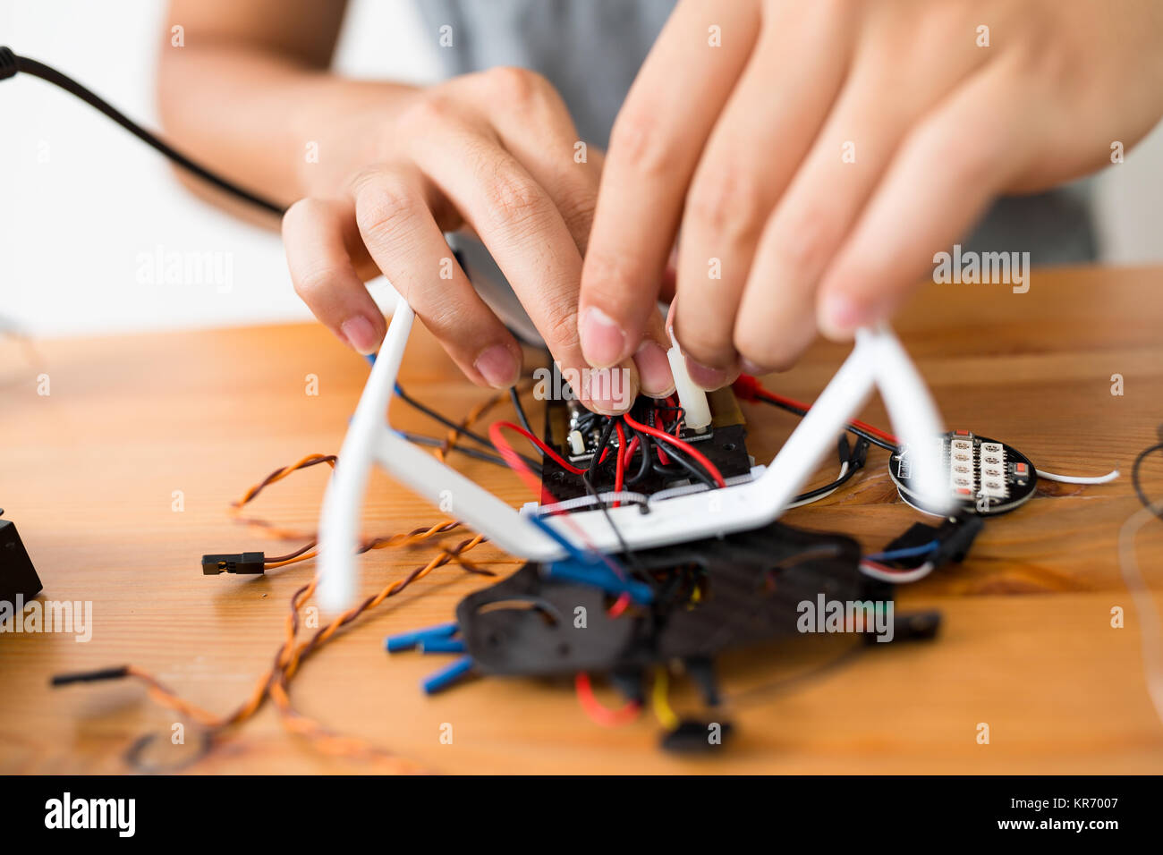 Connecting the wire of flying drone Stock Photo - Alamy
