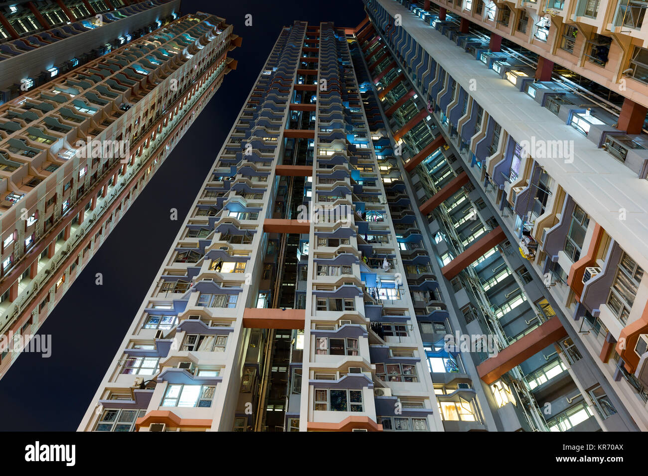 Apartment building at night Stock Photo - Alamy