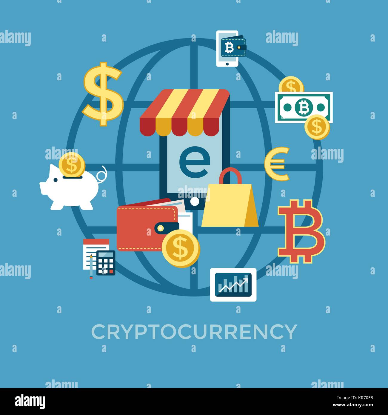 Digital vector bitcoin cryptocurrency and electronic money payments ...