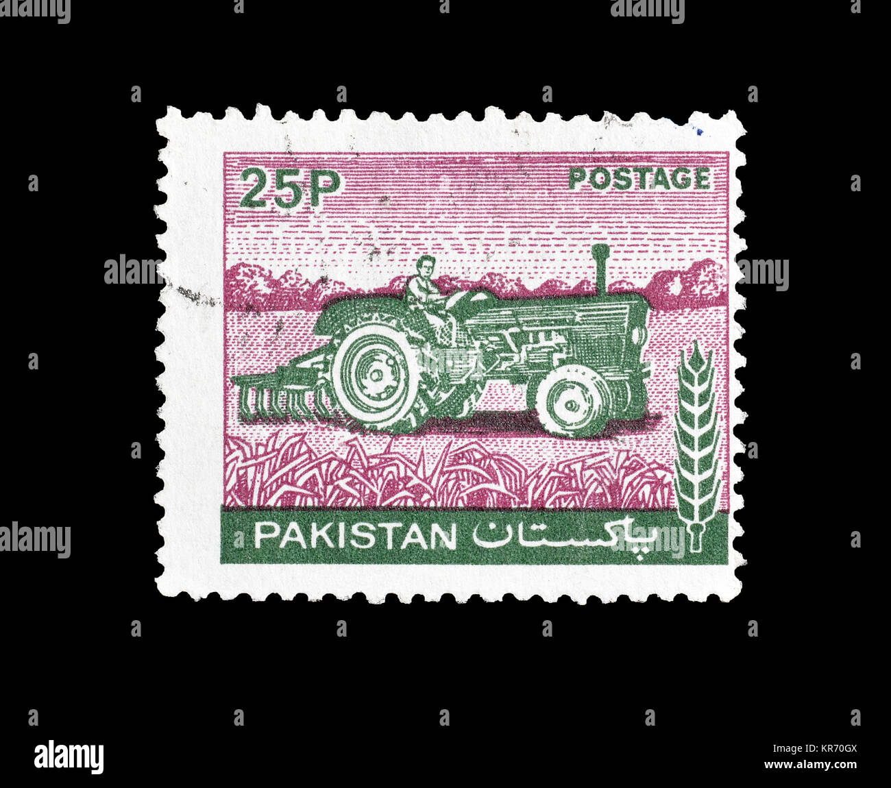 Cancelled postage stamp printed by Pakistan, that shows man driving a ...