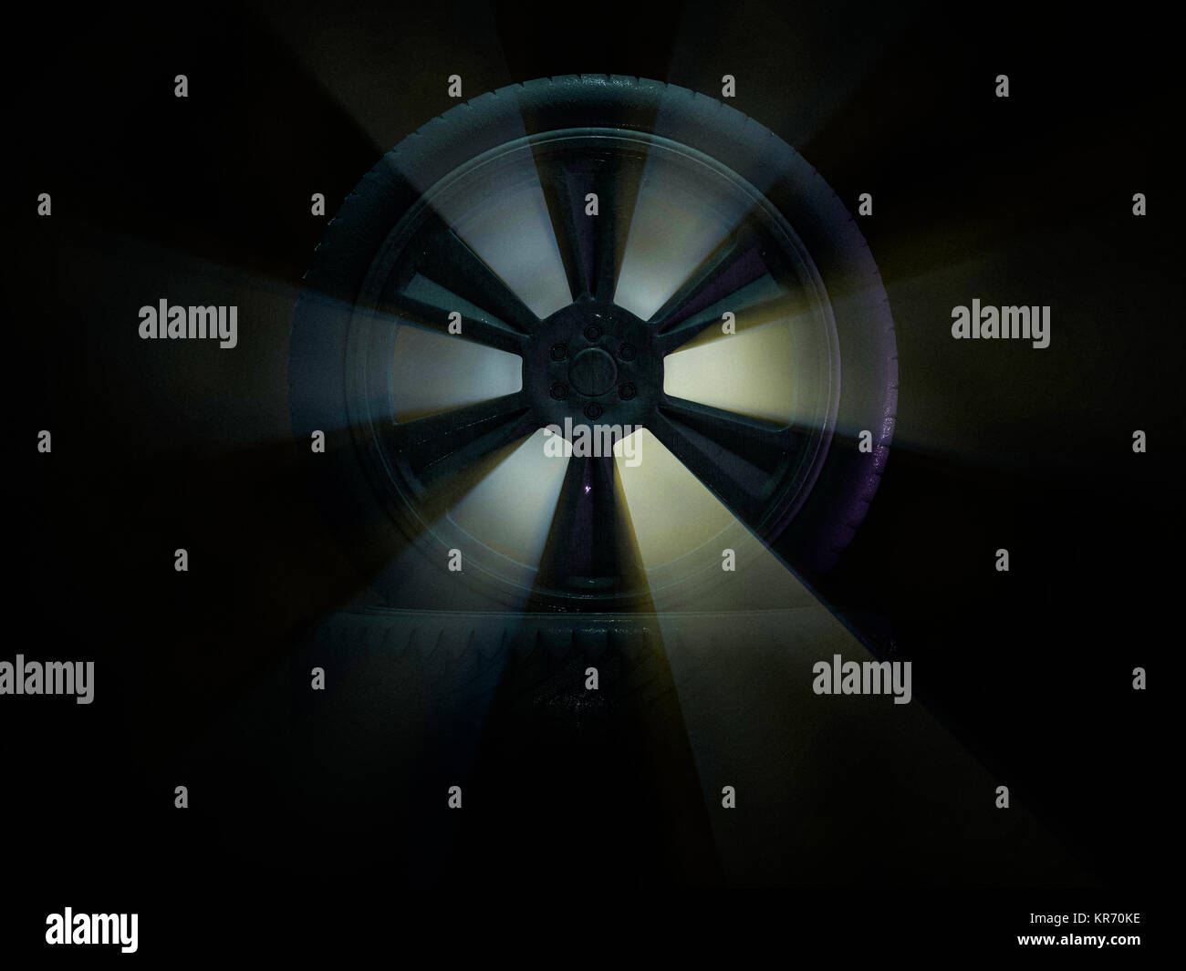 Wheels with blackened rim in back light. 3D rendering Stock Photo - Alamy