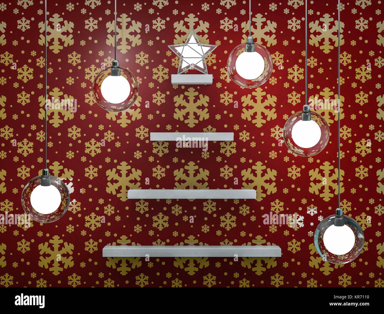 Bookshelf shaped christmas tree. 3D rendering Stock Photo - Alamy