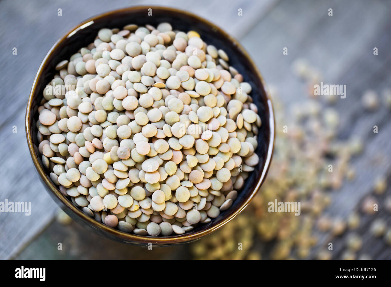 Rustic Lentils in Bowl Stock Photo - Alamy