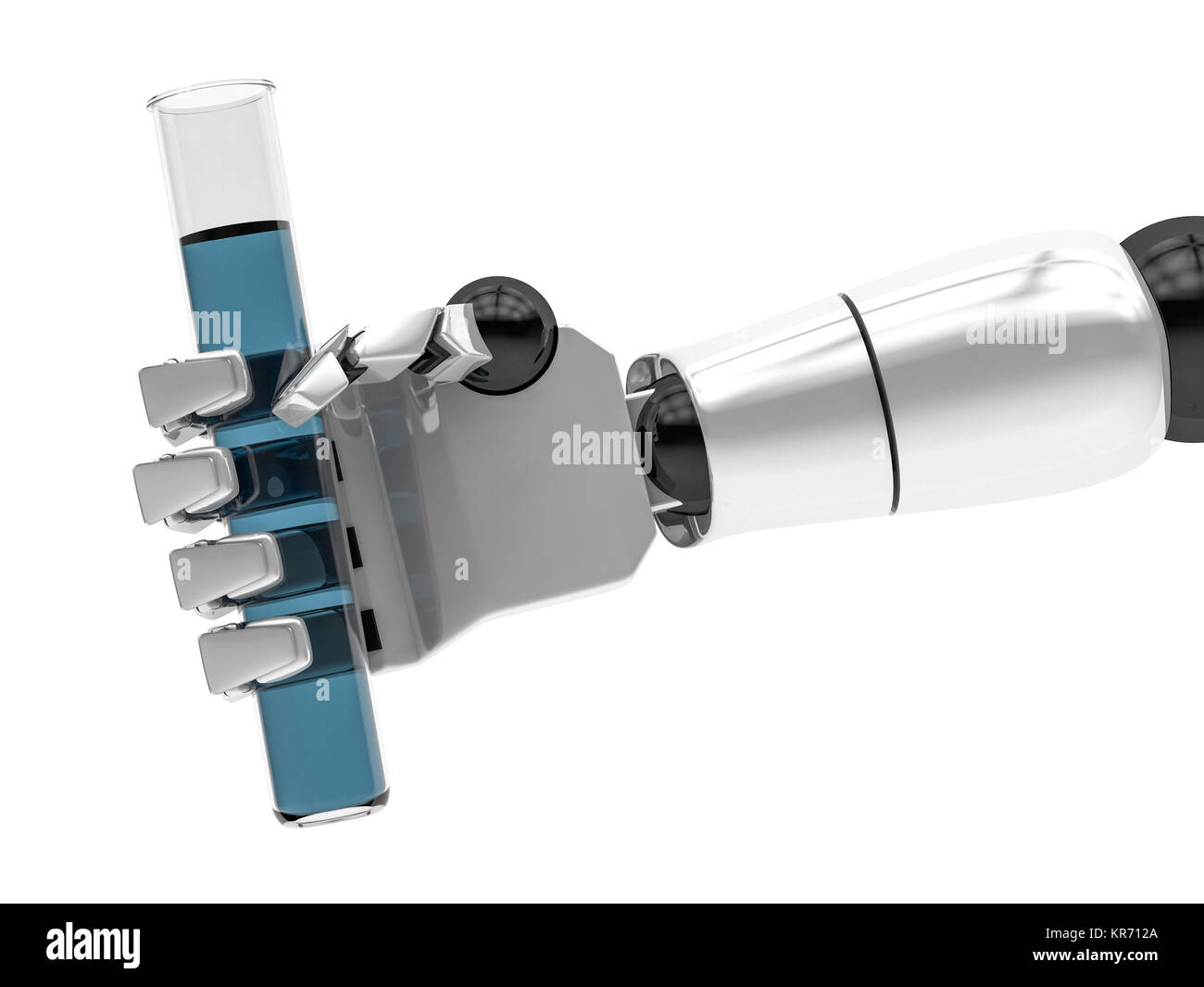 Concept of a robotic mechanical arm with test tube. 3D rendering Stock ...