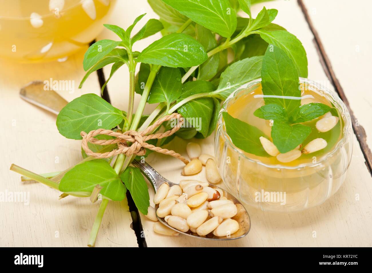 Arab traditional mint and pine nuts tea Stock Photo - Alamy