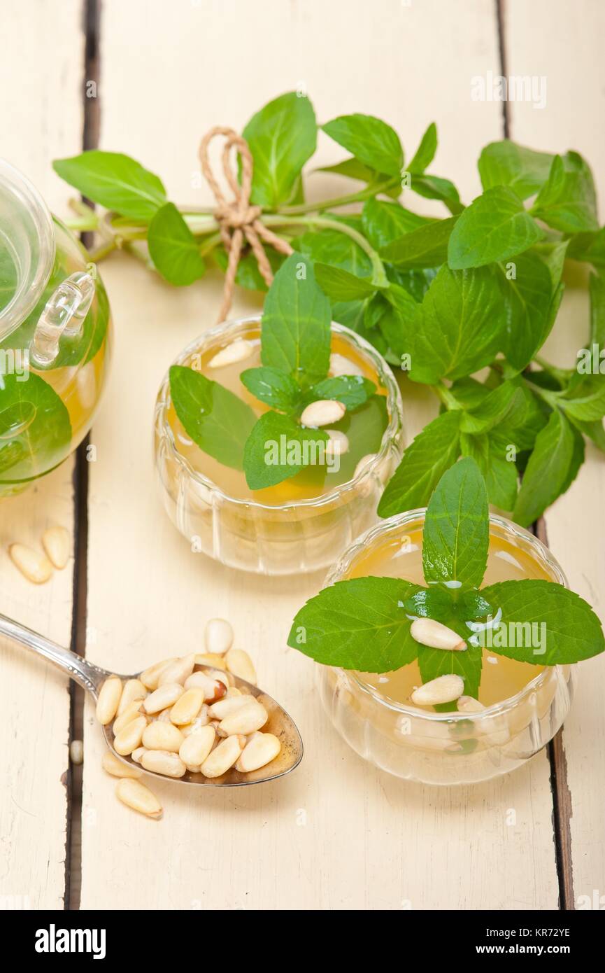 Arab traditional mint and pine nuts tea Stock Photo - Alamy