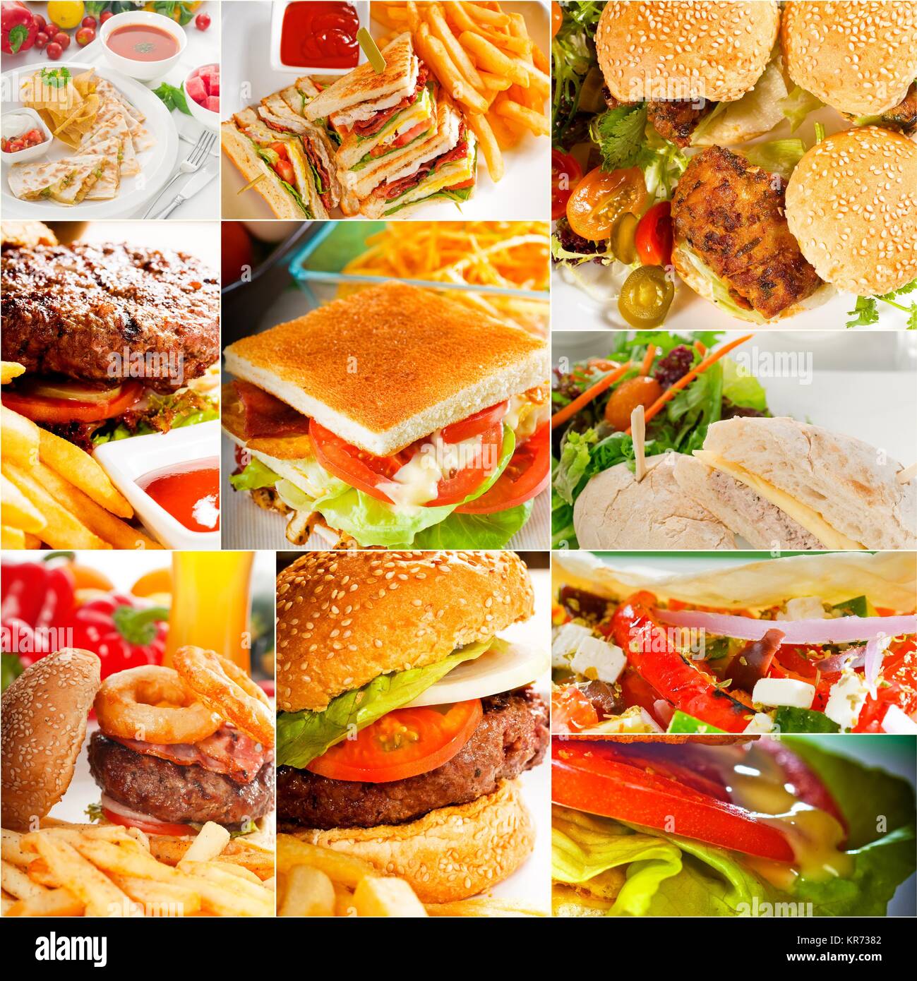 burgers and sandwiches collection on a collage Stock Photo - Alamy