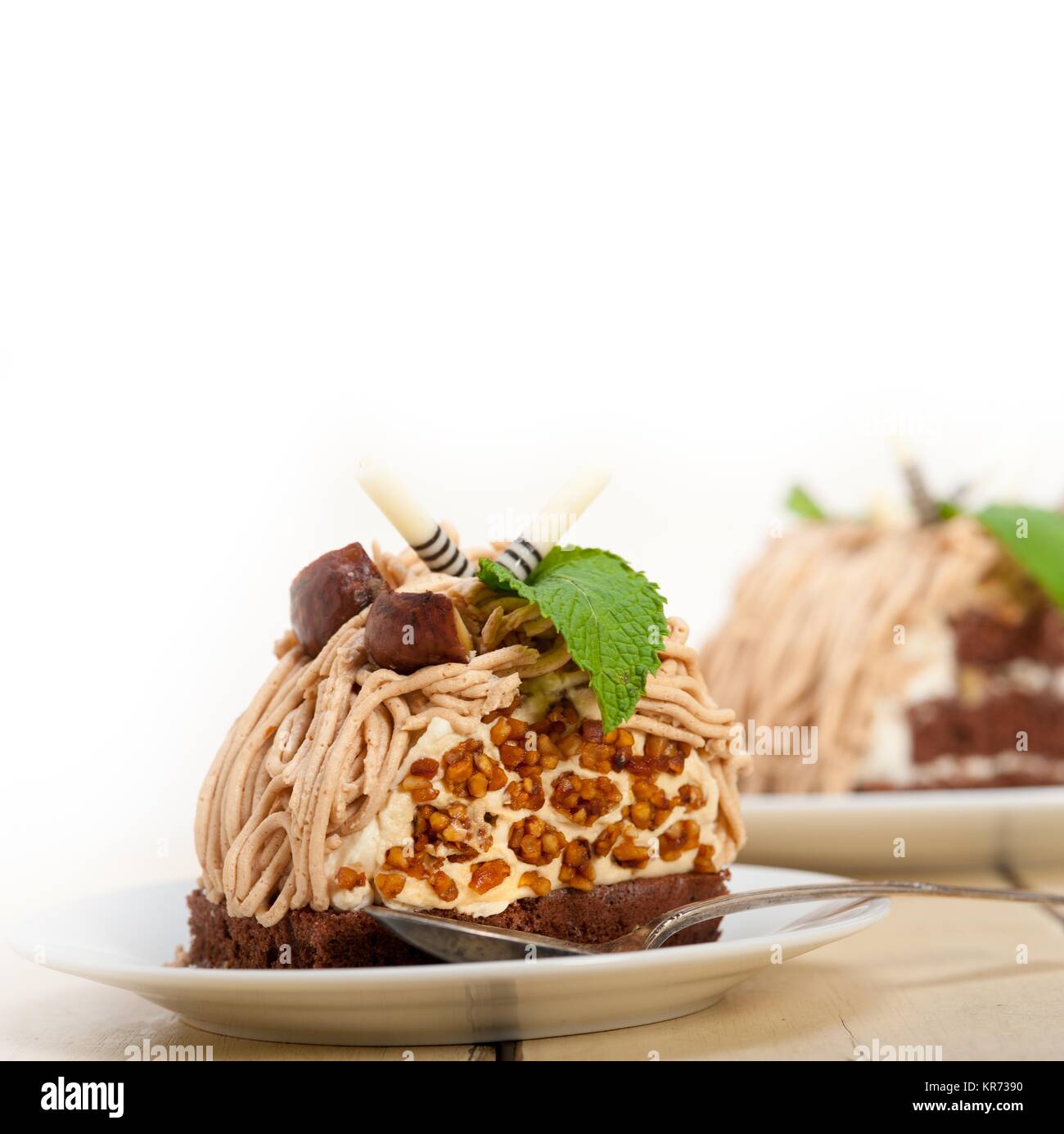 chestnut cream cake dessert Stock Photo - Alamy