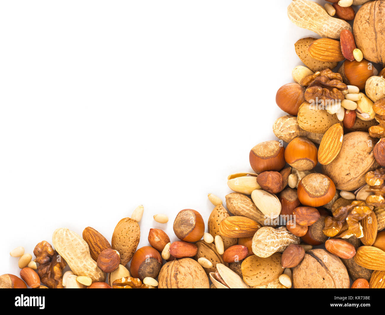 Background of mixed nuts with copy space Stock Photo - Alamy