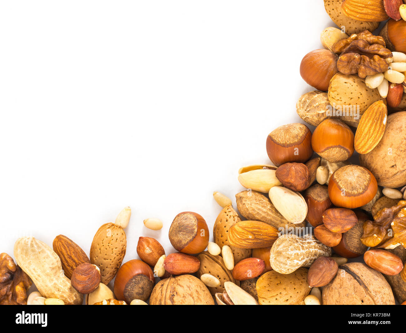 Background of mixed nuts with copy space Stock Photo - Alamy