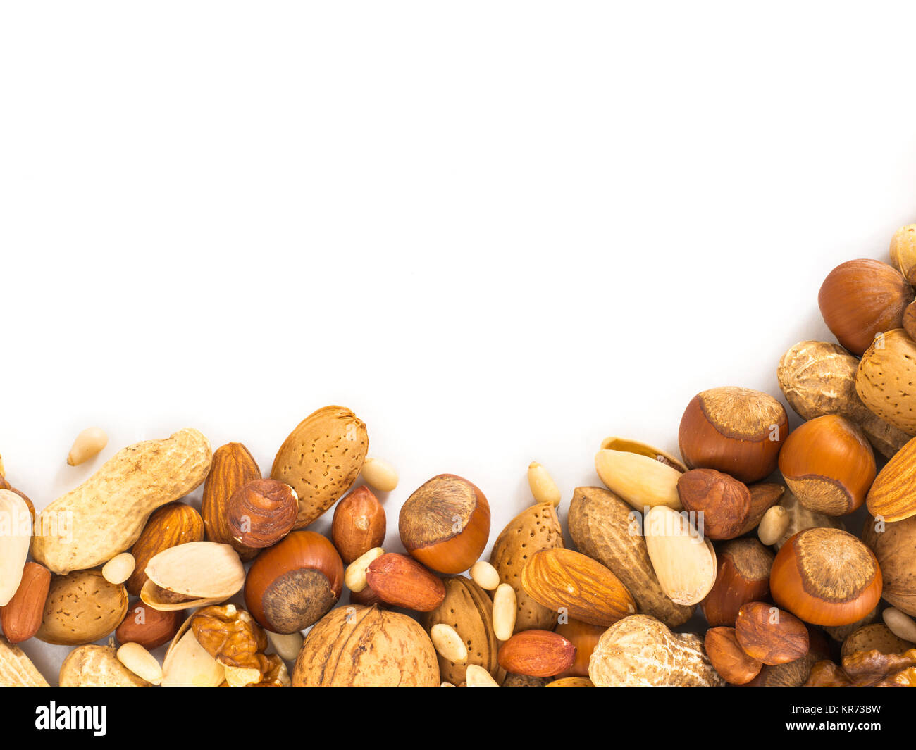 Background of mixed nuts with copy space Stock Photo - Alamy