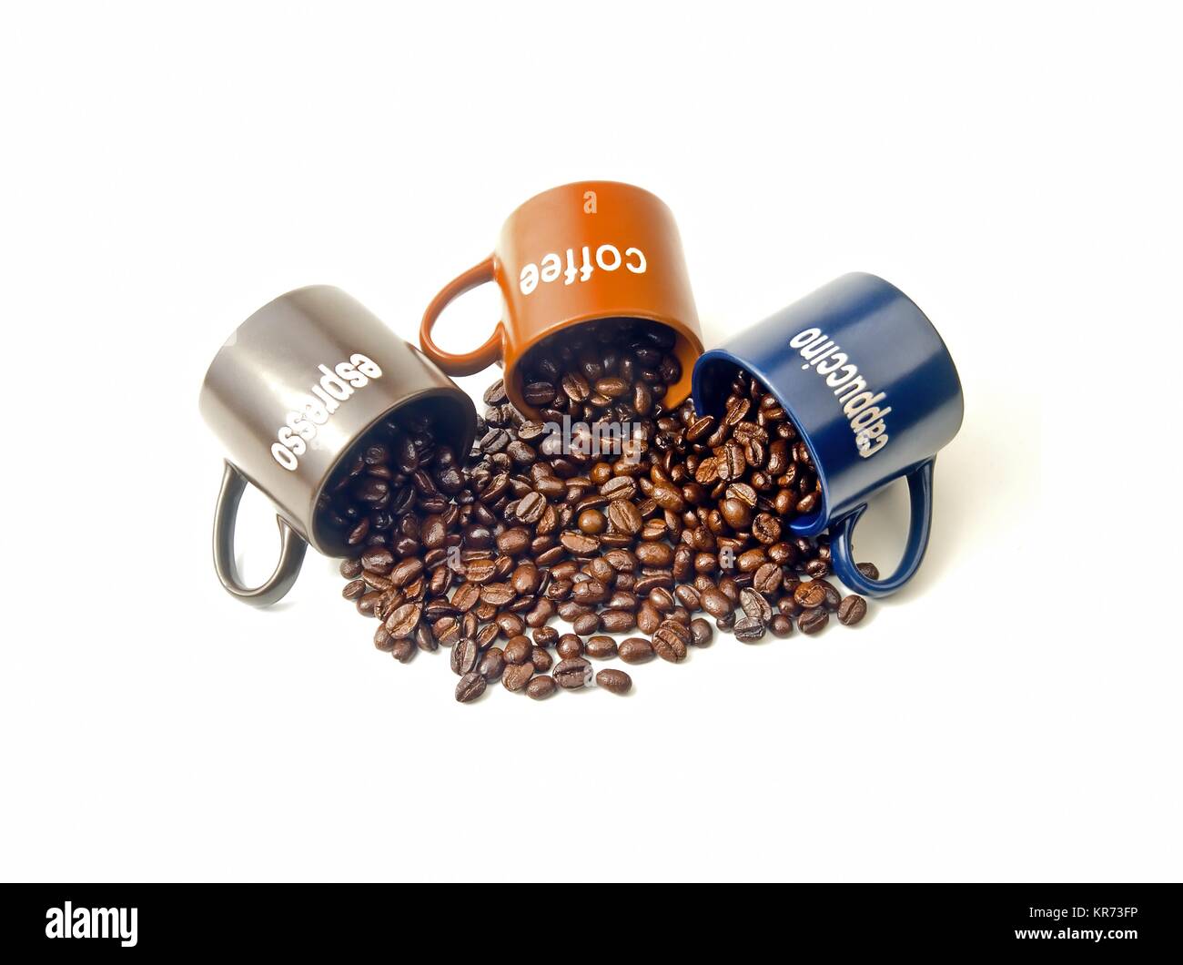 coffee cups with coffee beans Stock Photo - Alamy