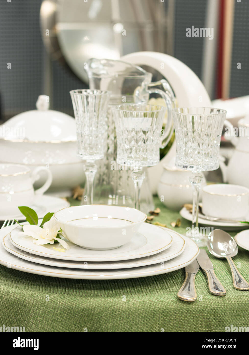 Set of dishes on table Stock Photo - Alamy