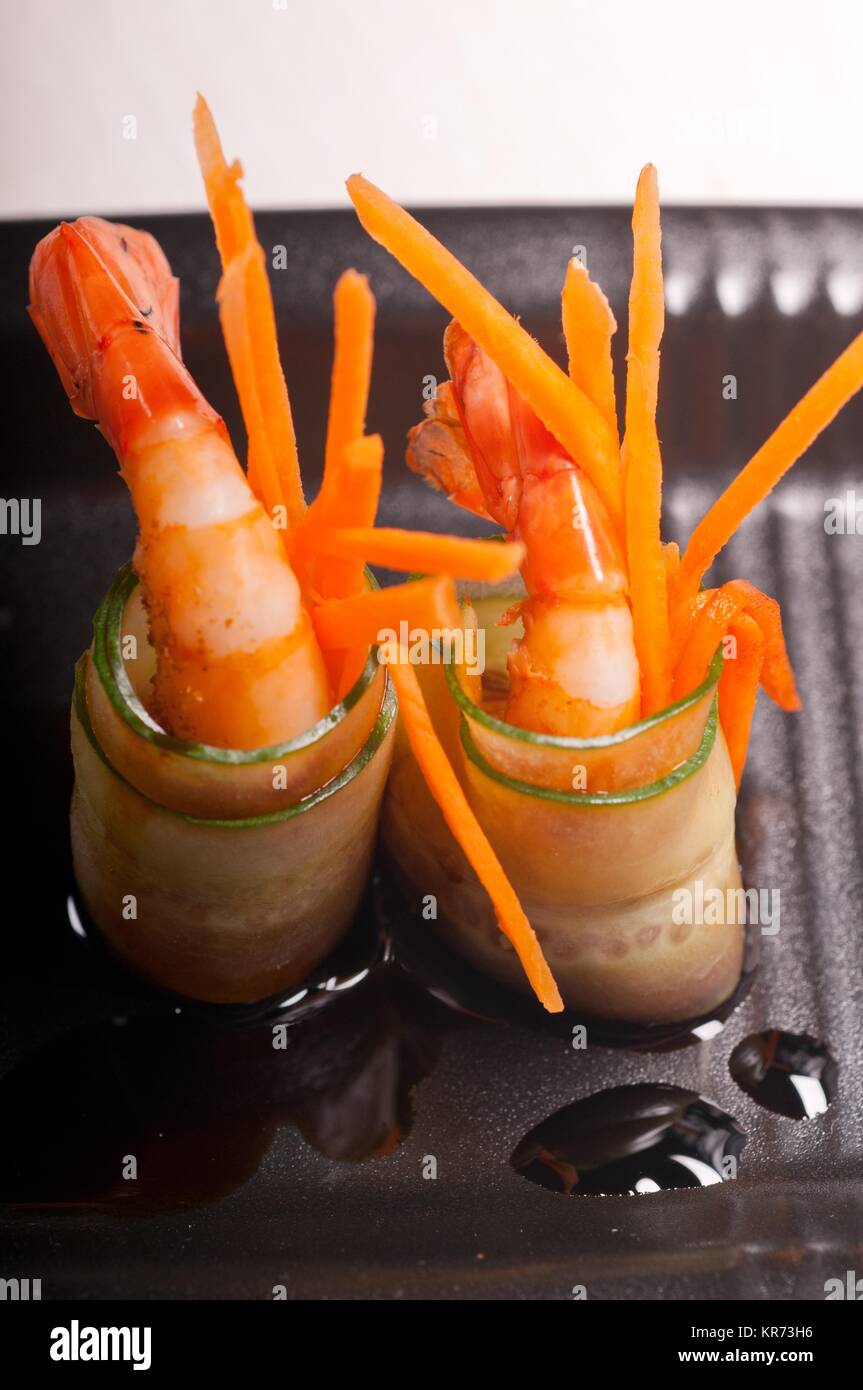 colorful prawn shrimps appetizer snack Stock Photo - Alamy
