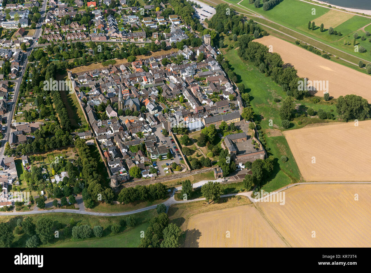 Dormagen Zons, Hist. Old town with castle, city wall, windmill ...