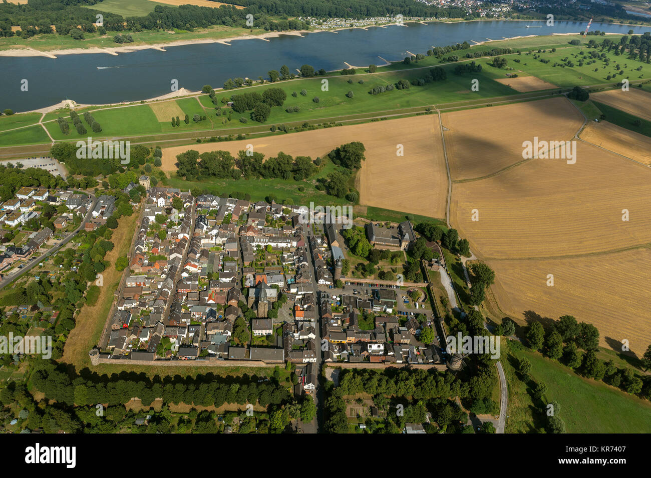 Dormagen Zons, Hist. Old town with castle, city wall, windmill ...