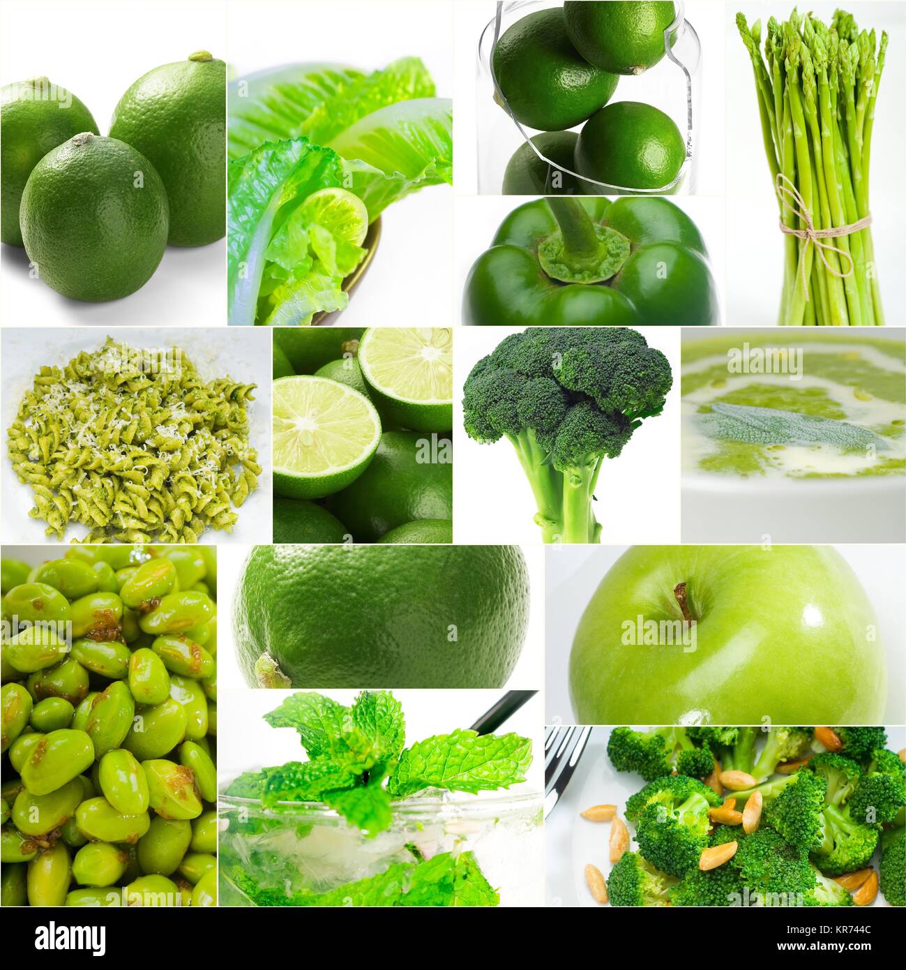 green healthy food collage collection Stock Photo - Alamy