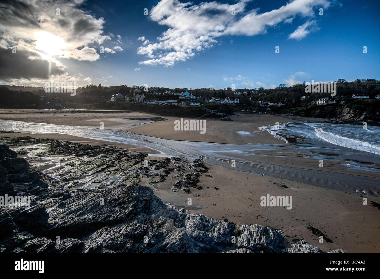 The village of Aberporth on the Cardiganshire coast, West Wales Stock ...