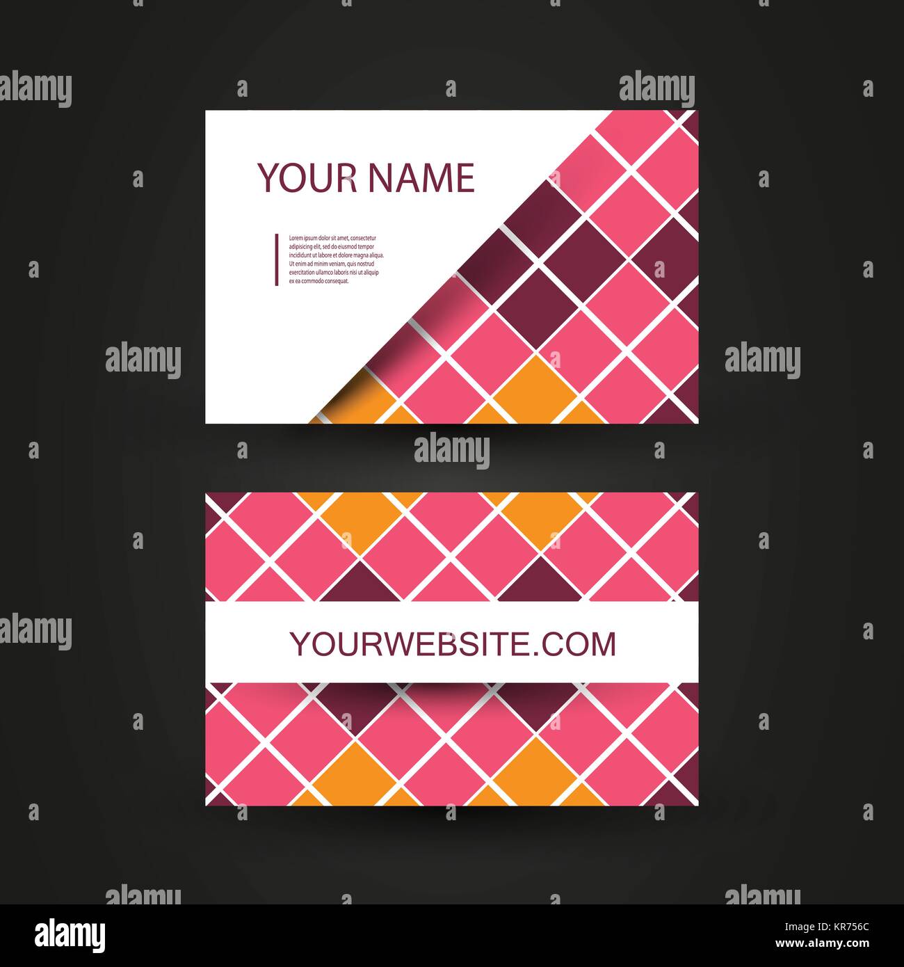 Abstract Colorful Purple, Orange Business Card Template Design with ...