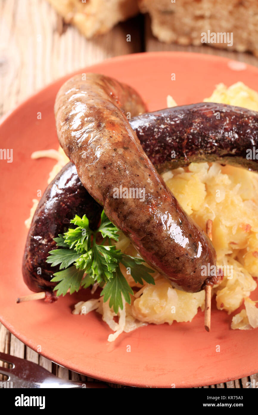 Blood sausage and white pudding Stock Photo - Alamy
