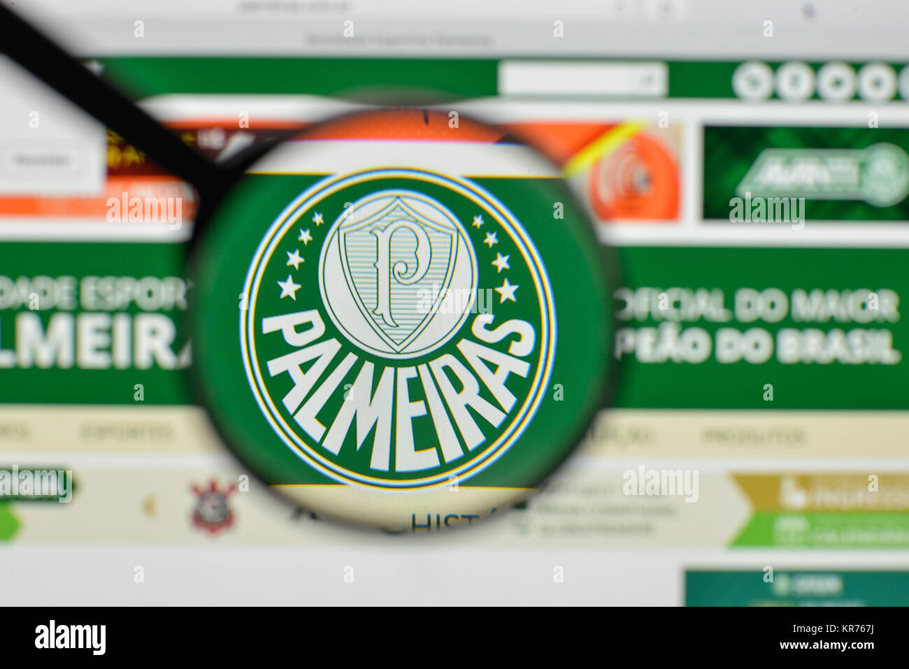 Milan, Italy - November 1, 2017: Sociedade Esportiva Palmeiras logo on ...