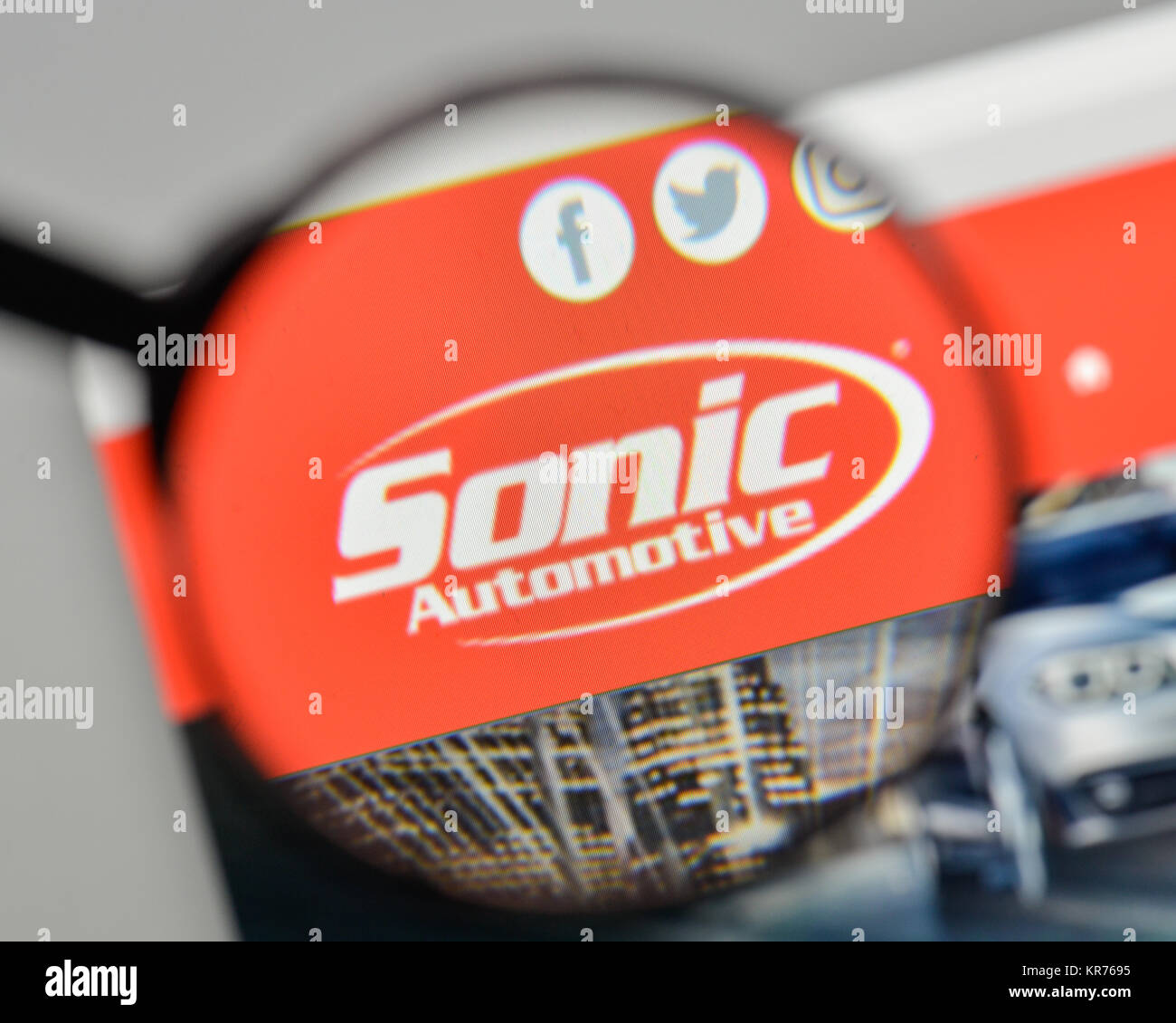 Milan, Italy - November 1, 2017: Sonic Automotive logo on the website ...