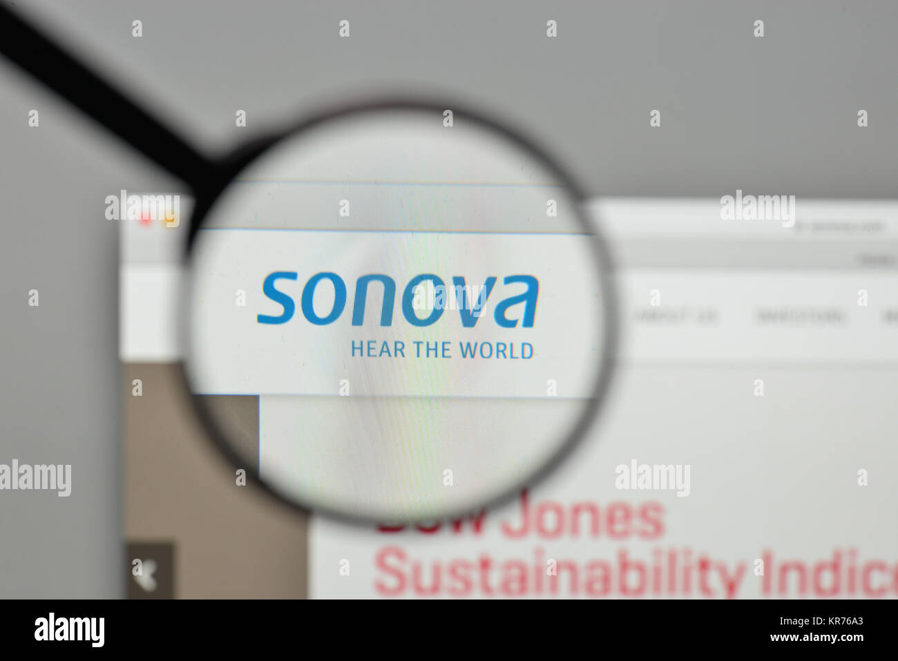 Milan, Italy - November 1, 2017: Sonova Holding AG logo on the website ...