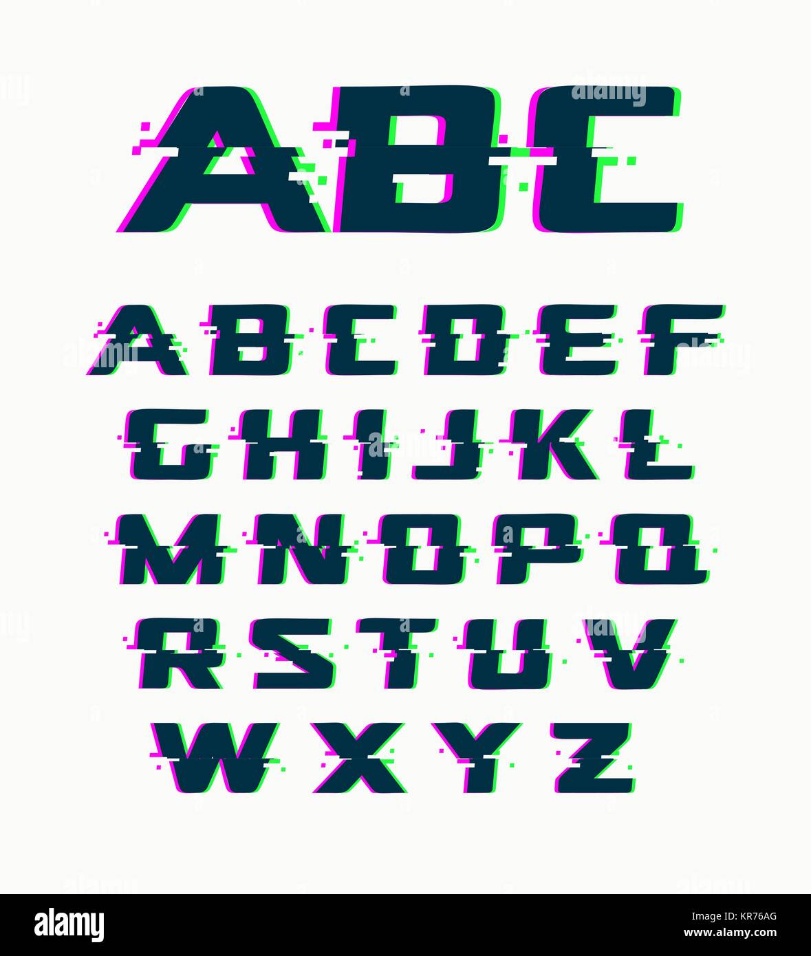 Glitch font, vector isolated abstract symbols with digital noise ...
