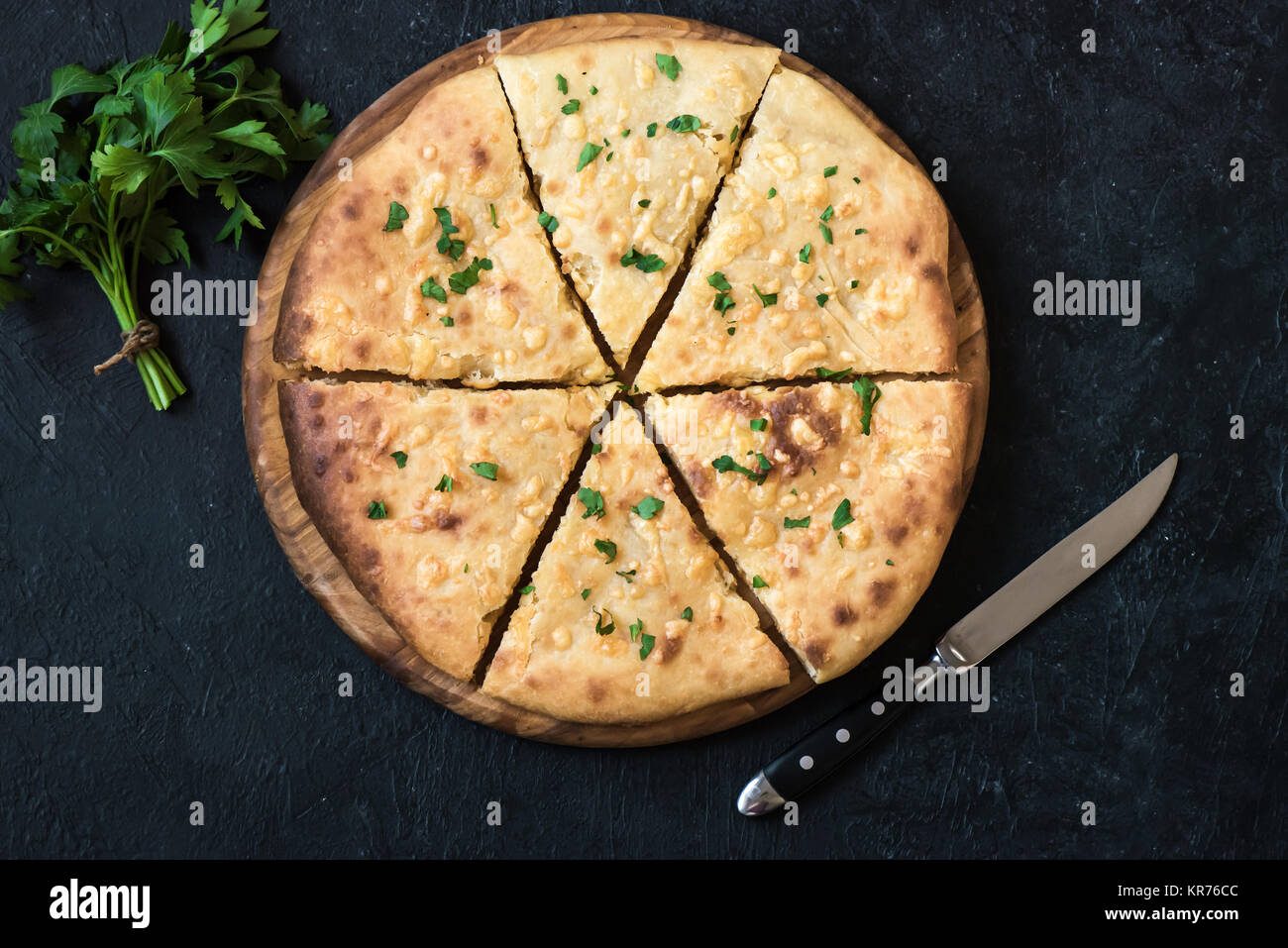 Georgian traditional flatbread - khachapuri or hachapuri with double ...