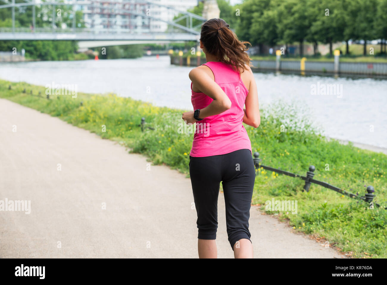 Fitness Woman Running Outdoors Stock Photo - Alamy