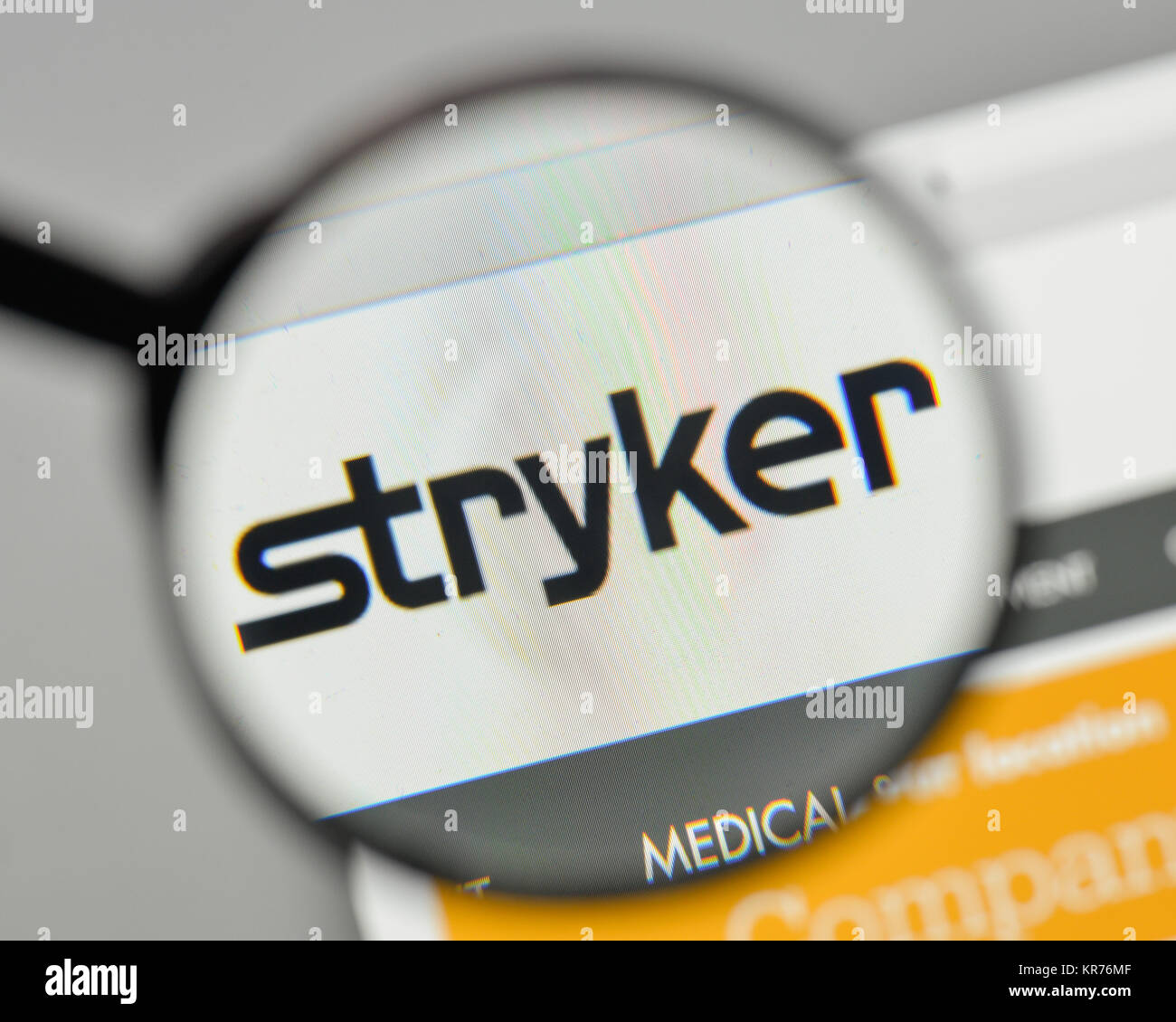 Milan, Italy - November 1, 2017: Stryker logo on the website homepage ...