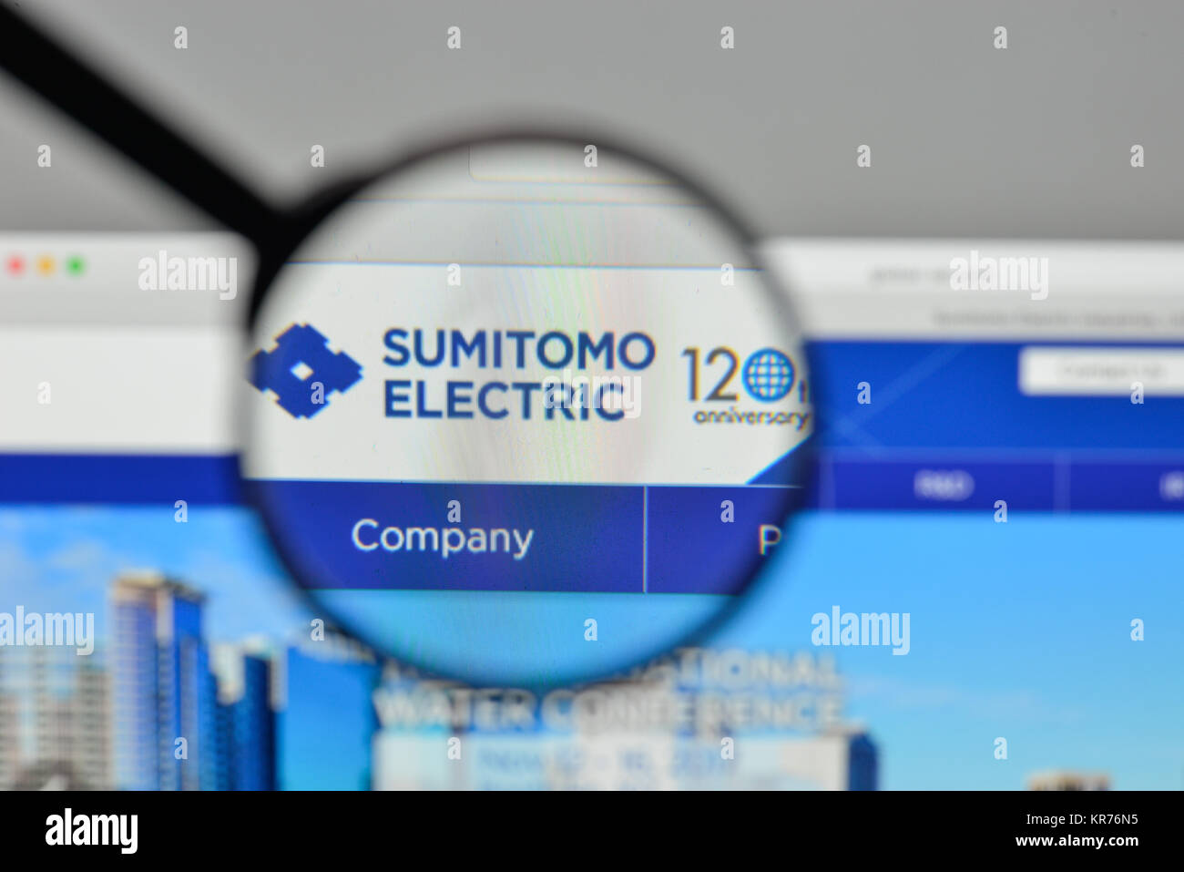 Milan, Italy - November 1, 2017: Sumitomo Electric Industries logo on ...