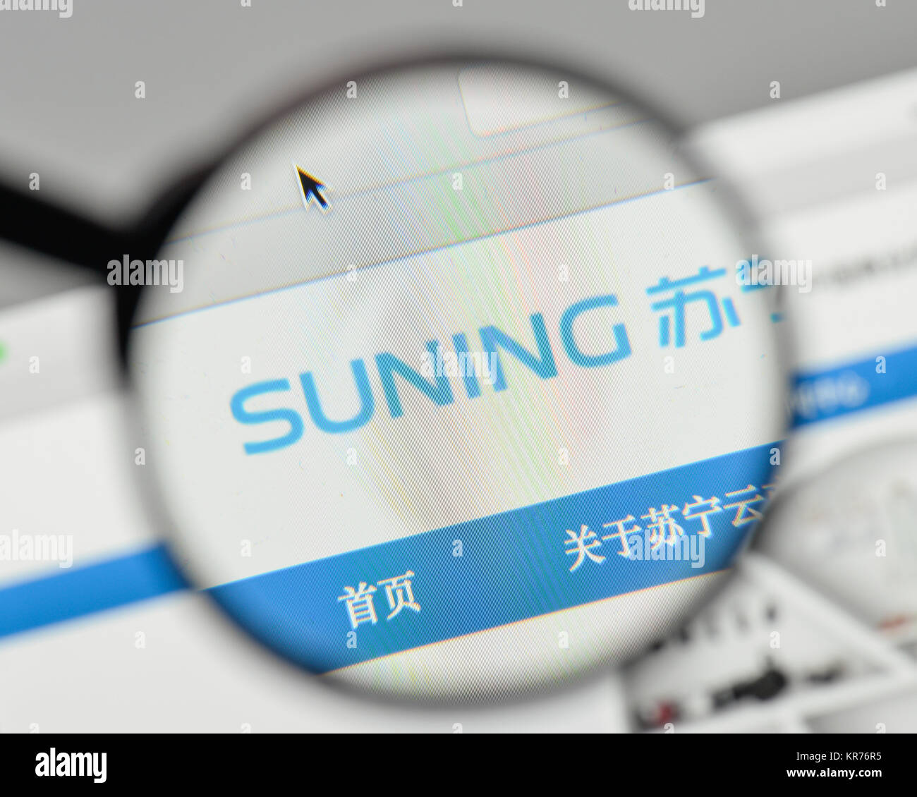 Milan, Italy - November 1, 2017: Suning logo on the website homepage ...