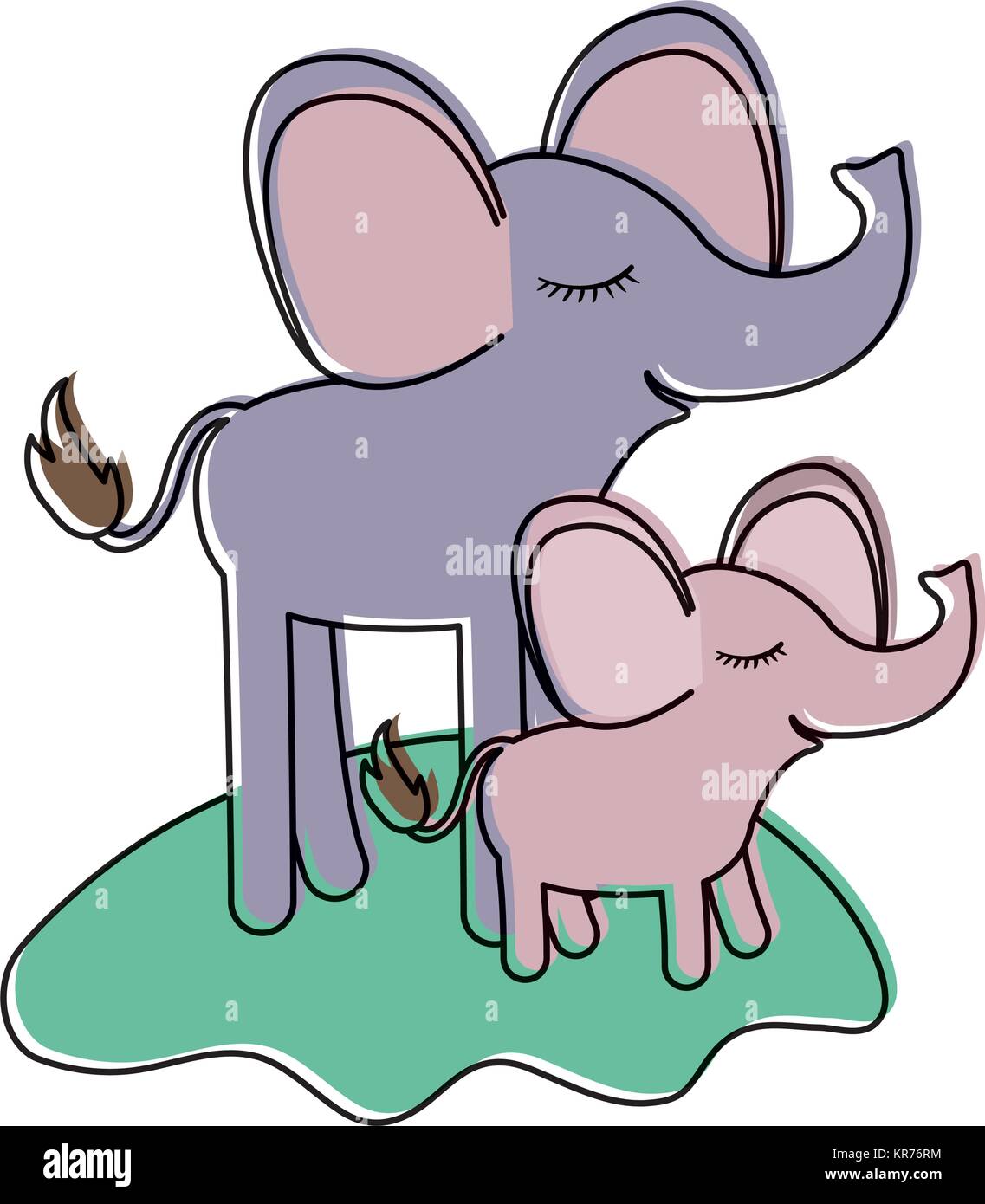 Elephants mom with calf Stock Vector Images - Alamy