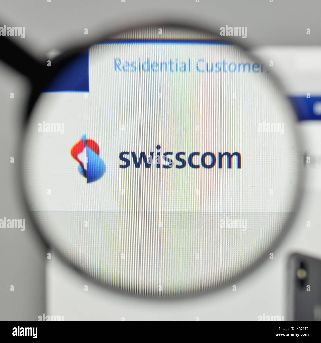 Milan, Italy - November 1, 2017: Swisscom logo on the website homepage ...