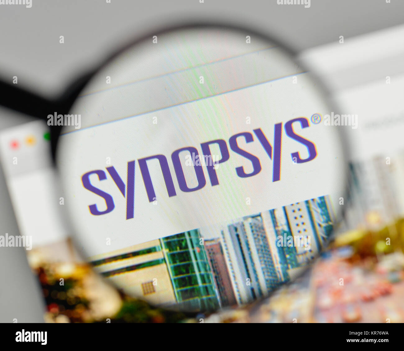 Milan, Italy - November 1, 2017: Synopsys logo on the website homepage ...