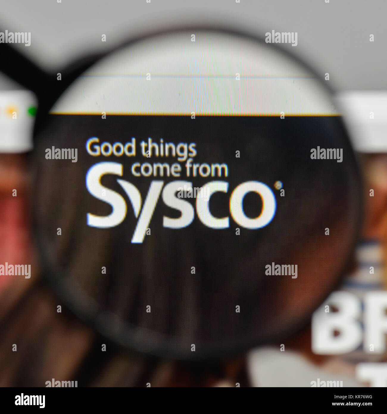 Milan, Italy - November 1, 2017: Sysco logo on the website homepage ...