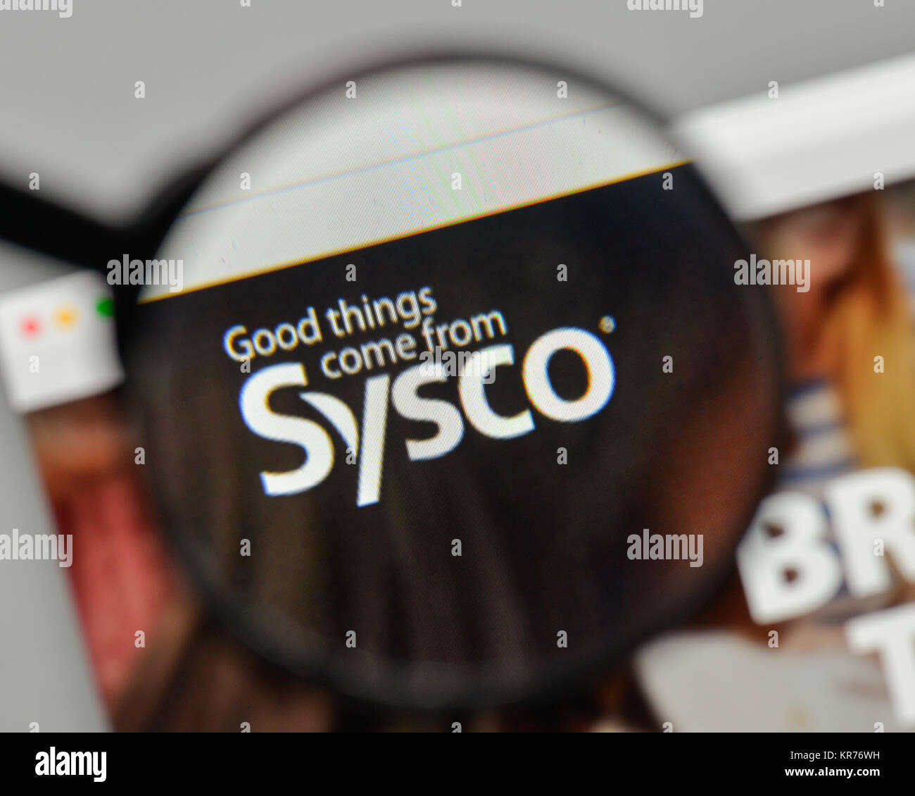 Milan, Italy - November 1, 2017: Sysco logo on the website homepage ...