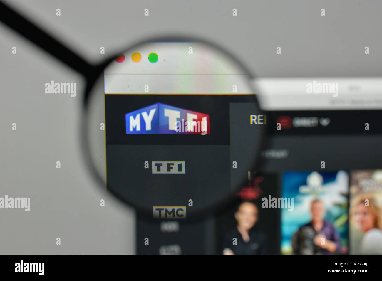 Milan, Italy - November 1, 2017: Television Francaise 1 logo on the ...