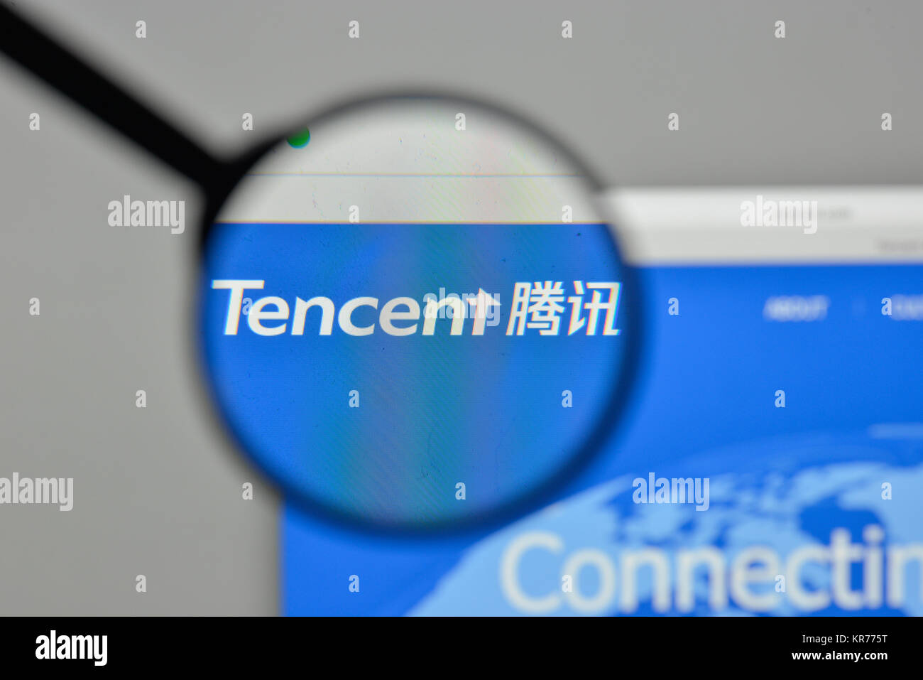 Milan, Italy - November 1, 2017: Tencent logo on the website homepage ...