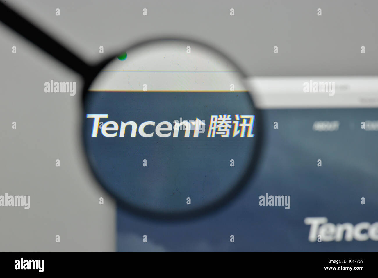Milan, Italy - November 1, 2017: Tencent logo on the website homepage ...